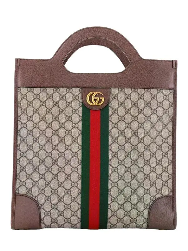 Gucci Ophidia Cut Out Handle Gg Coated Canvas Medium Tote Bag - Brown