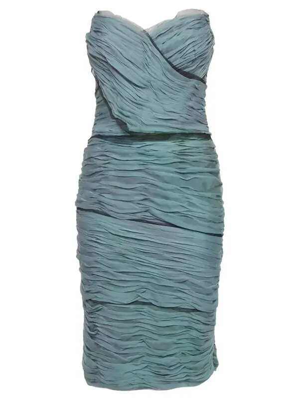 Dolce & Gabbana Ruched Strapless Midi Dress - Blue