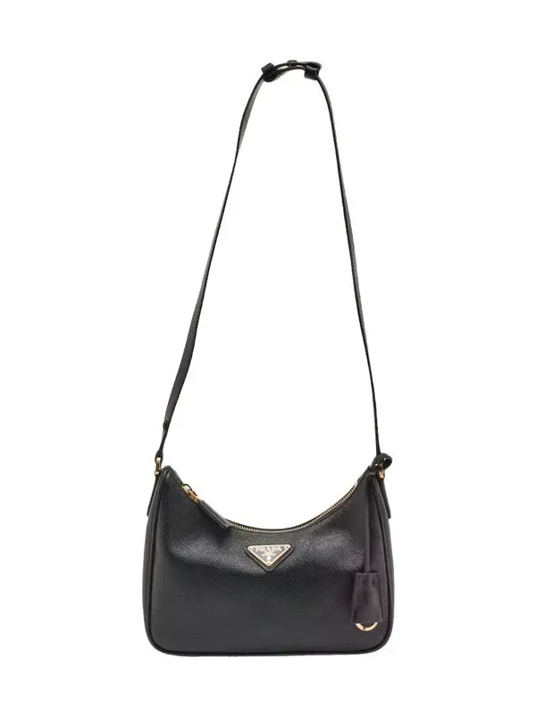 Prada Re-edition Saffiano Leather Shoulder Bag - Black