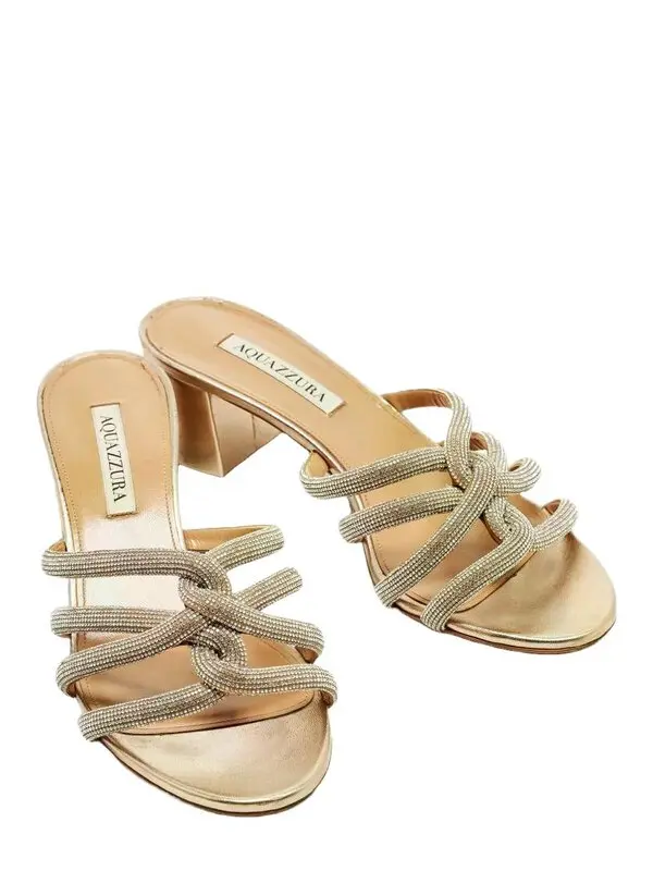 AQUAZZURA Crystal-embellished Leather Sandals - Gold