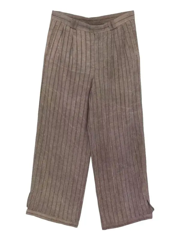 Emporio Armani Vertical Stripe Pleated Trousers - Brown