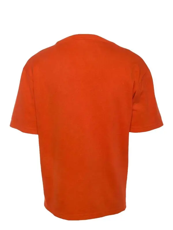 LOUIS VUITTON Monogram-pattern Piqué-texture T-shirt - Orange