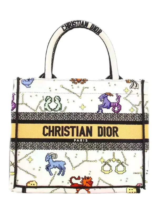 Dior Book Zodiac Embroidered Canvas Small Tote Bag - Multicolour