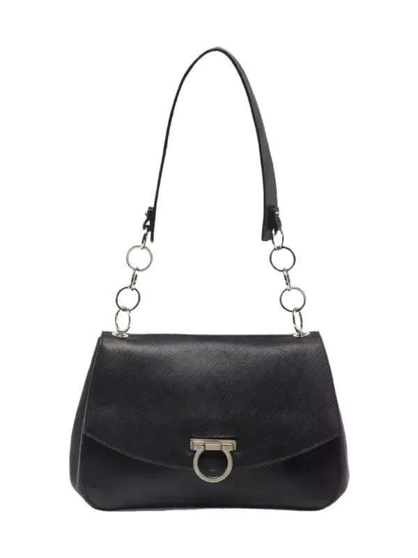 FERRAGAMO Gancini Detail Shoulder Bag - Black