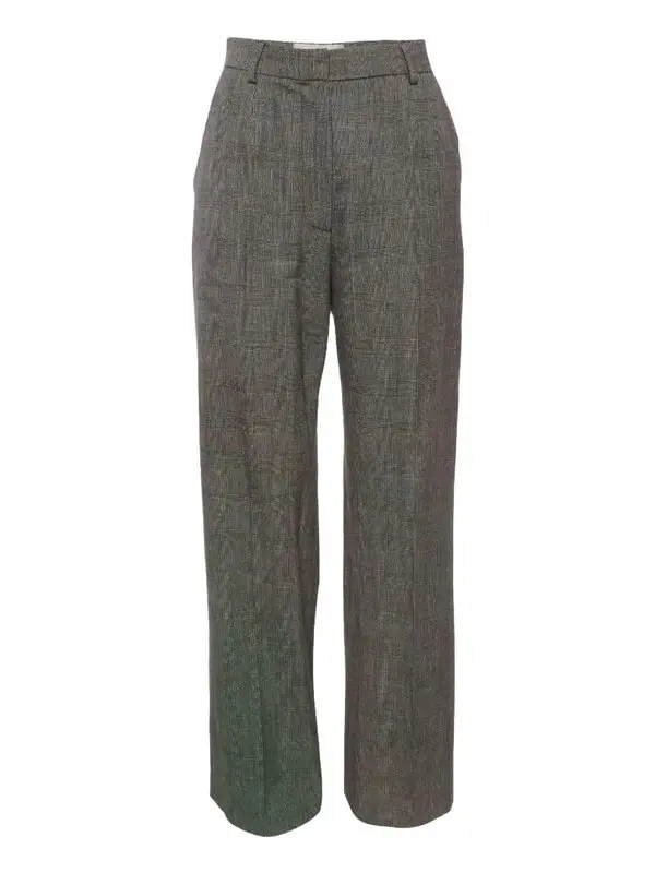 Max Mara Glen Plaid Virgin Wool Trousers - Grey