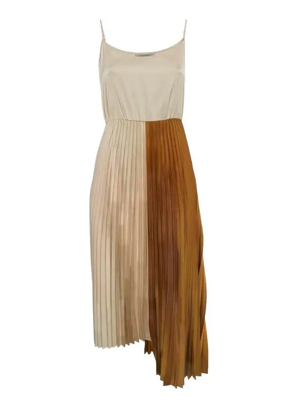 ALLSAINTS Jessie Asymmetrical Pleated Dress - Neutrals
