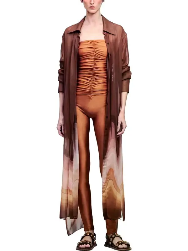 YUKIO Pantera Wave Sheer Shirt - Brown