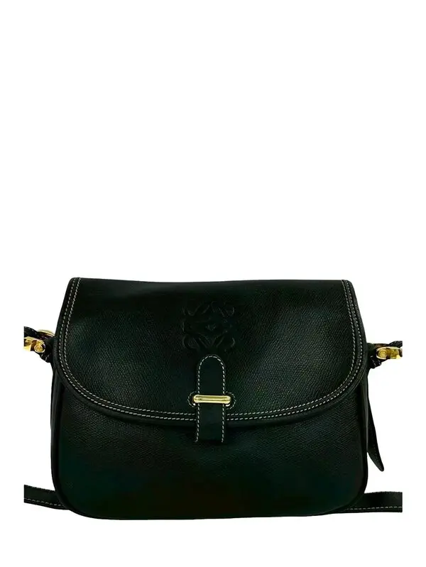 Loewe Leather Anagram Crossbody Bag - Black