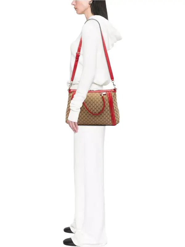 Gucci Medium Gg Canvas Bella Tote Satchel - Red