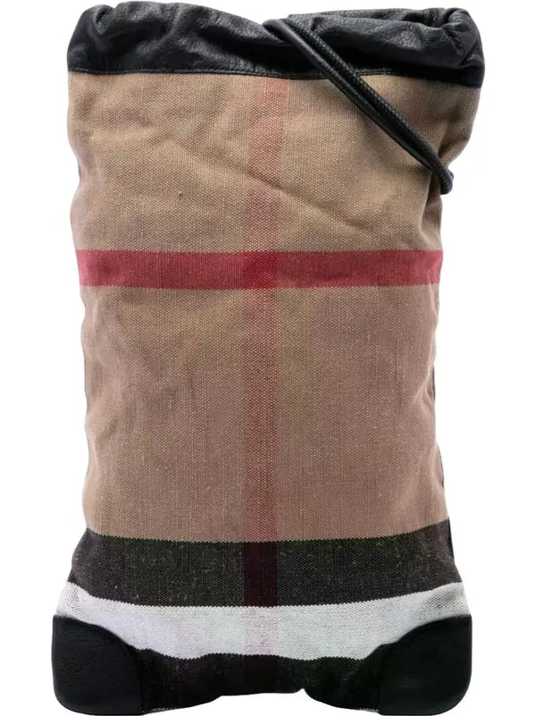Burberry Mega Check Canvas Drawstring Backpack - Brown