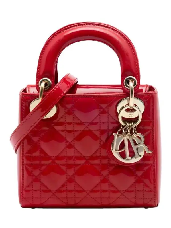 Dior Patent Cannage Lady Satchel - Red