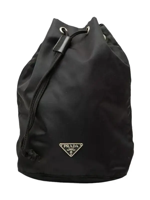 Prada Tessuto Drawstring Pouch Bucket Bag - Black