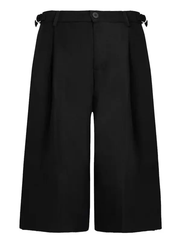 FOUND Pleated Raw-cut Shorts - Black