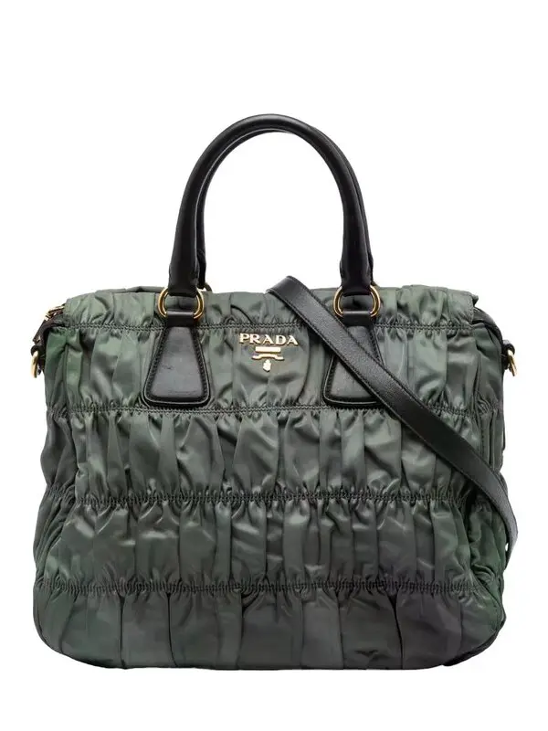 Prada Tessuto Gaufre Satchel - Green