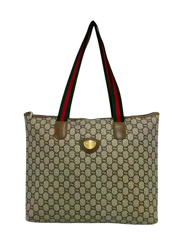 Gucci Gg Supreme Plus Web Tote Bag - Neutrals