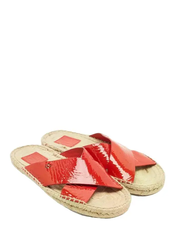 Tory Burch Patent Leather Criss-cross Sandals - Red