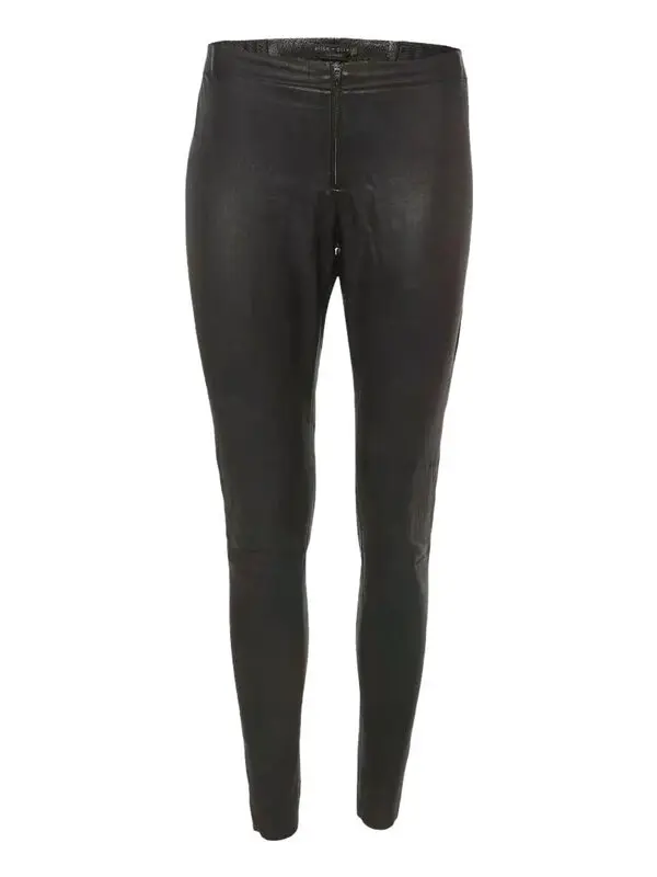Alice + Olivia Lambskin Skinny Trousers - Black