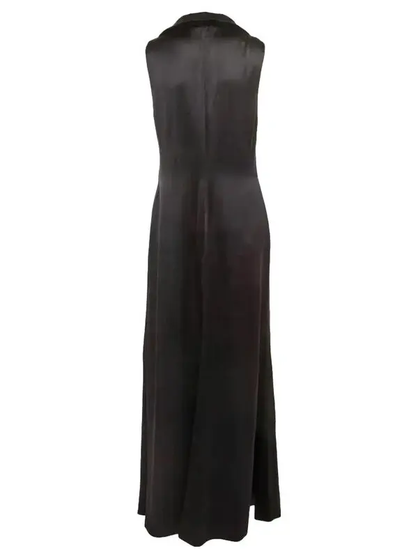 Giorgio Armani Silk V-neck Sleeveless Maxi Dress - Black