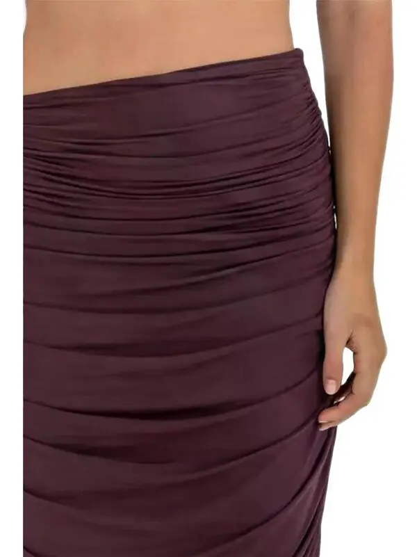 MAYGEL CORONEL Ruched Bandeau And Asymmetric Skirt Set - Red