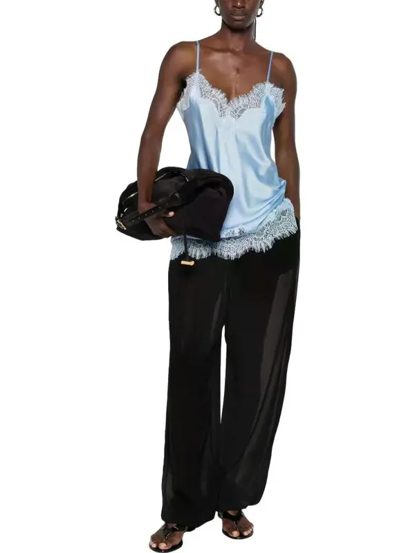 MANSPHIL V-neck Lace-trim Top - Blue