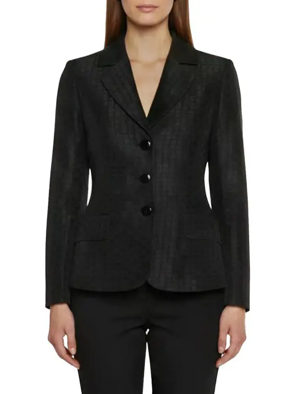 Emporio Armani Jacquard Single-breasted Blazer - Black