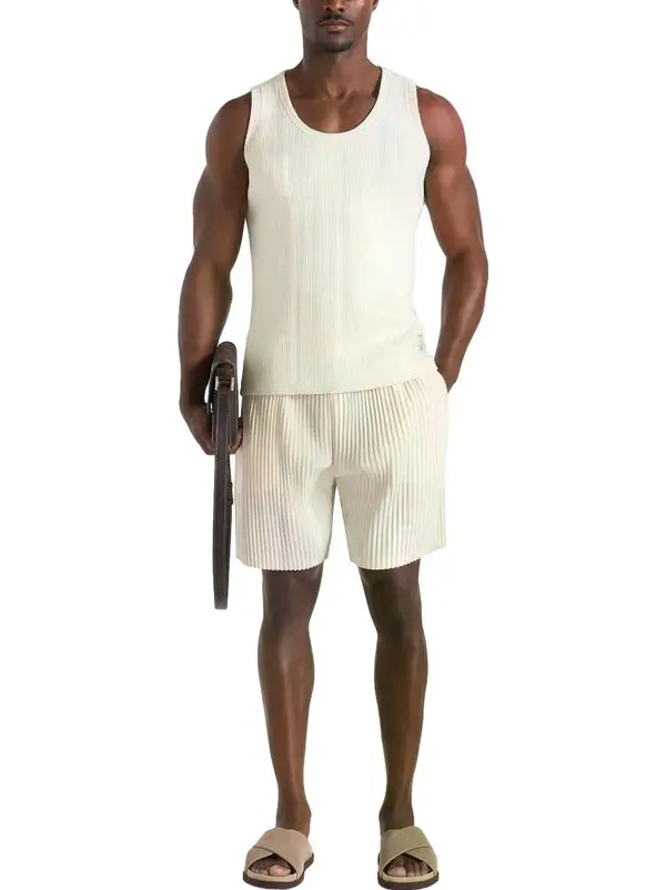 Manière De Voir Cream Pleated Shorts - Neutrals