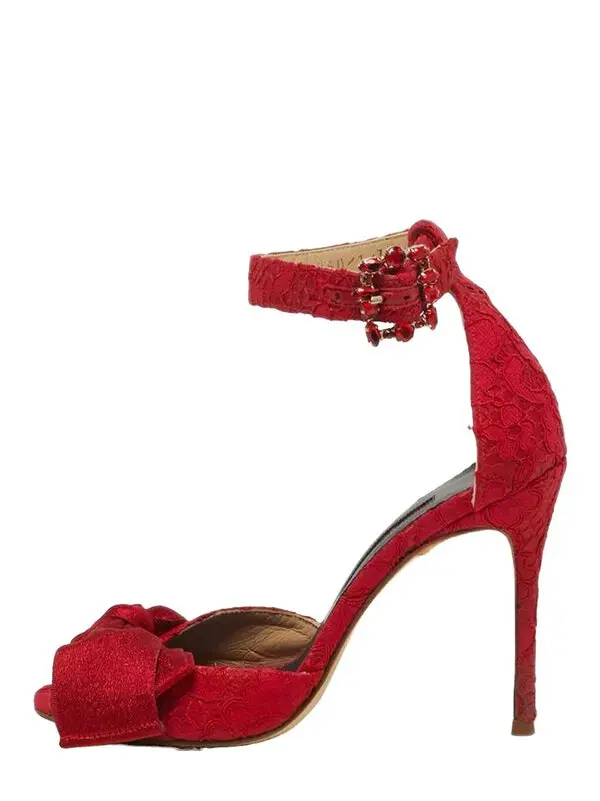 Carolina Herrera Lace Bow Sandals - Red