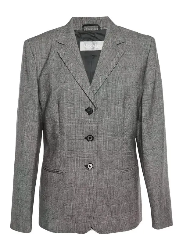 Max Mara Glen Plaid Single-breasted Blazer - Grey