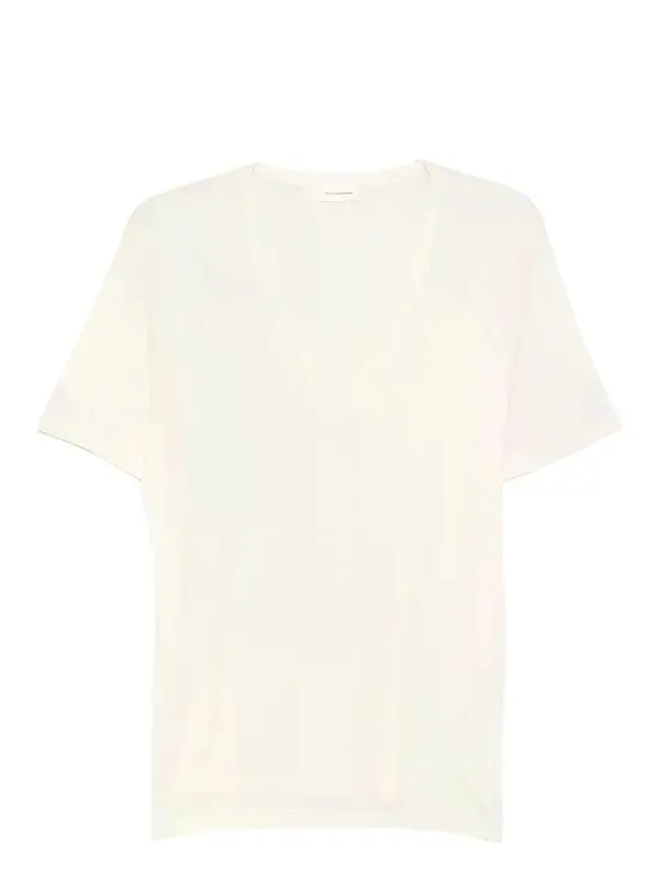 BY MALENE BIRGER Cream V-neck T-shirt - Neutrals