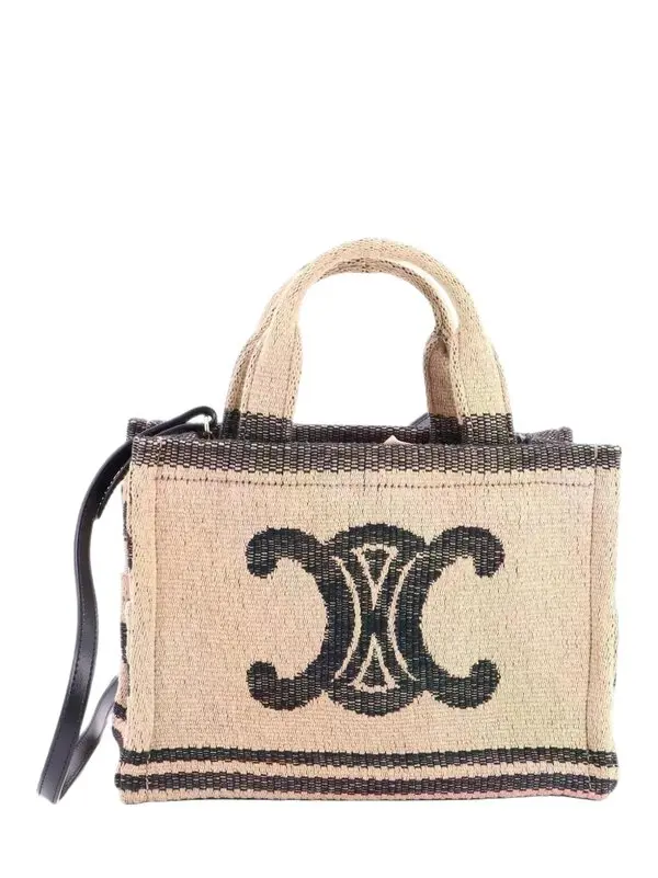 Celine Cabas Thais Triomphe Printed Textile Small Tote Bag - Black