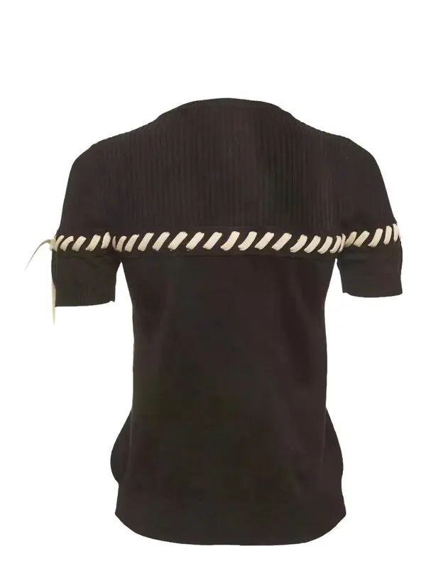 Fendi Ribbed-knit Lace-up T-shirt - Black