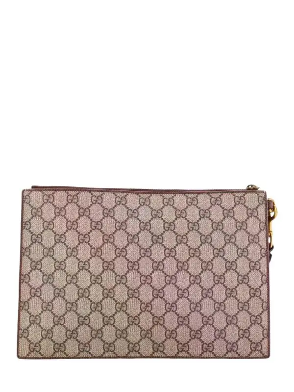 Gucci Gg Coated Canvas Applique Clutch Bag - Brown