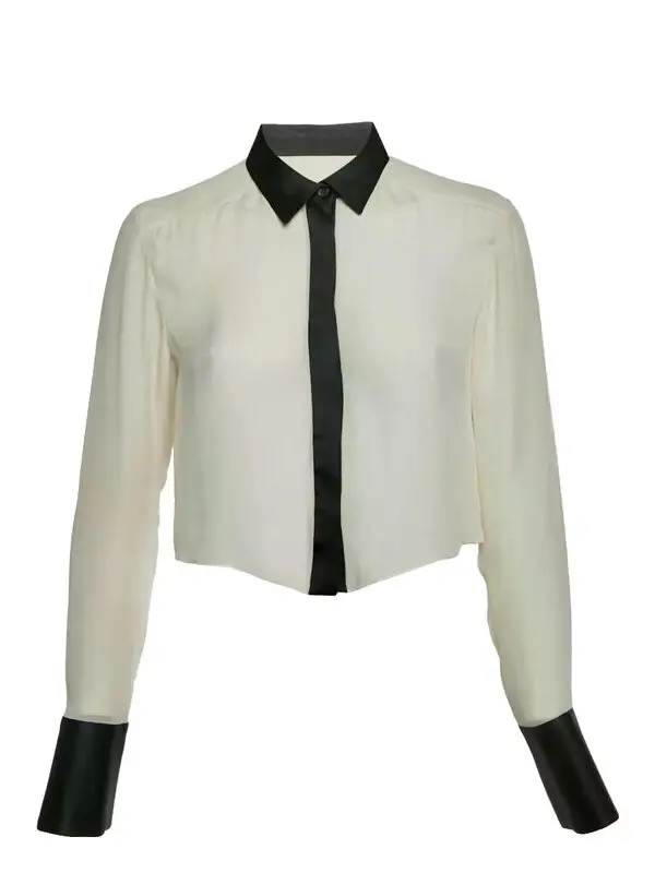 Alice + Olivia Cropped Silk Shirt - Grey
