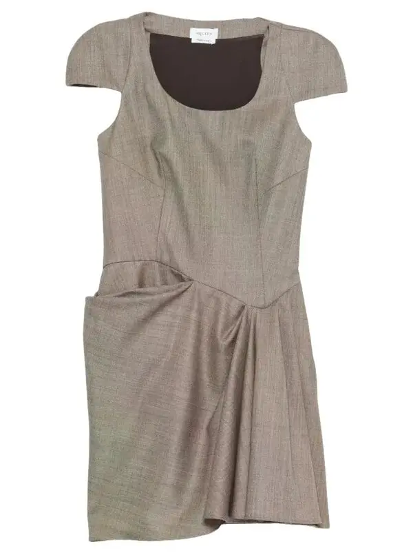 Alexander McQueen Draped Cap-sleeve Mini Dress - Brown