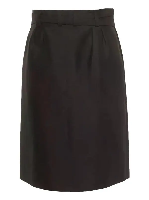 Celine Belted Pencil Midi Skirt - Black