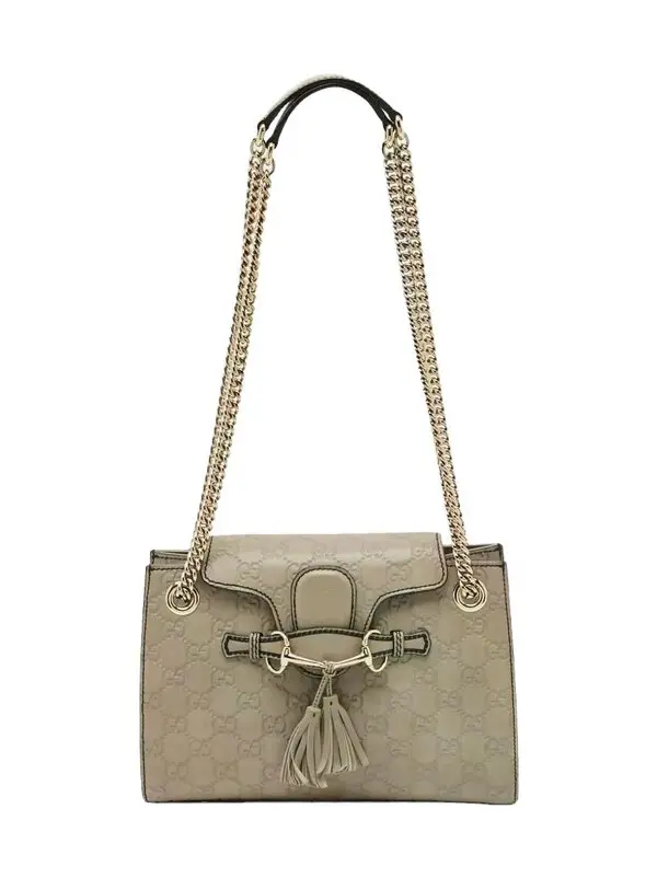 Gucci Emily Leather Shoulder Bag - Grey