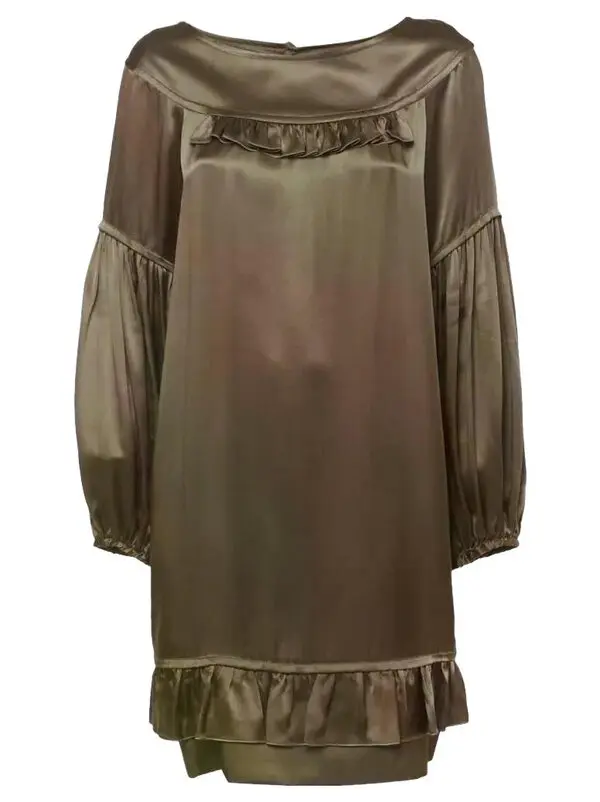 Stella McCartney Ruffled Satin Mini Dress - Brown