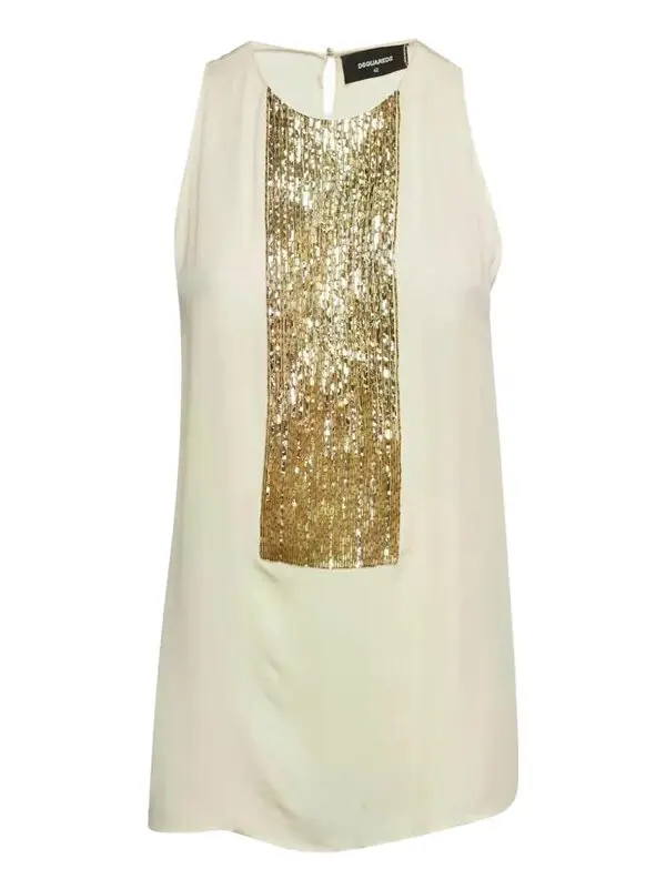 Dsquared2 Embellished Sleeveless Tank Top - Neutrals