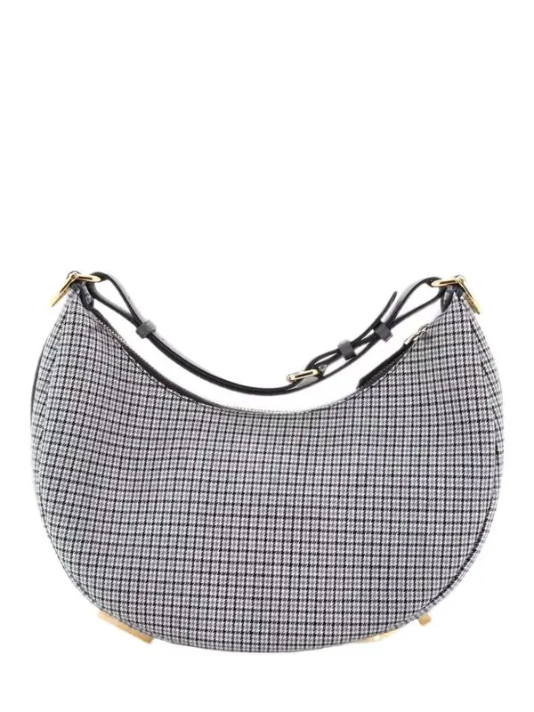 Fendi Houndstooth Wool Small Hobo Bag - Grey