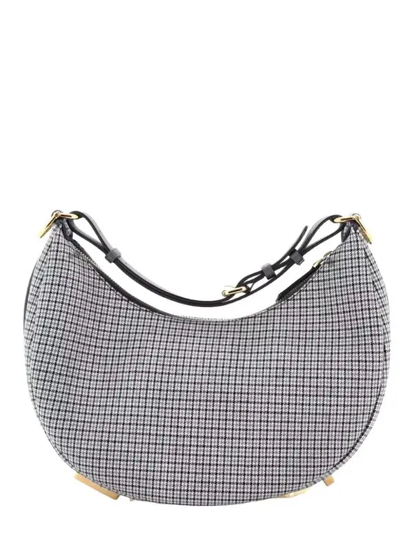 Fendi Houndstooth Wool Small Hobo Bag - Grey