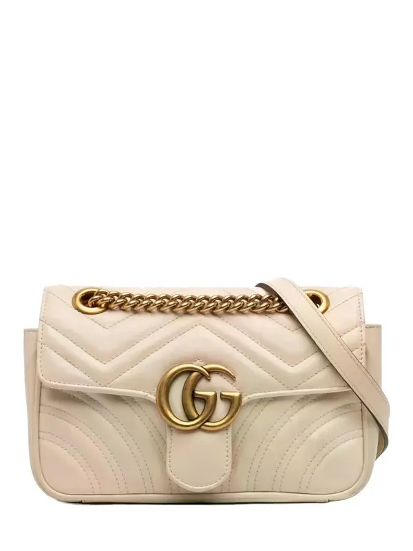Gucci Gg Marmont Matelassé Calfskin Shoulder Bag - White