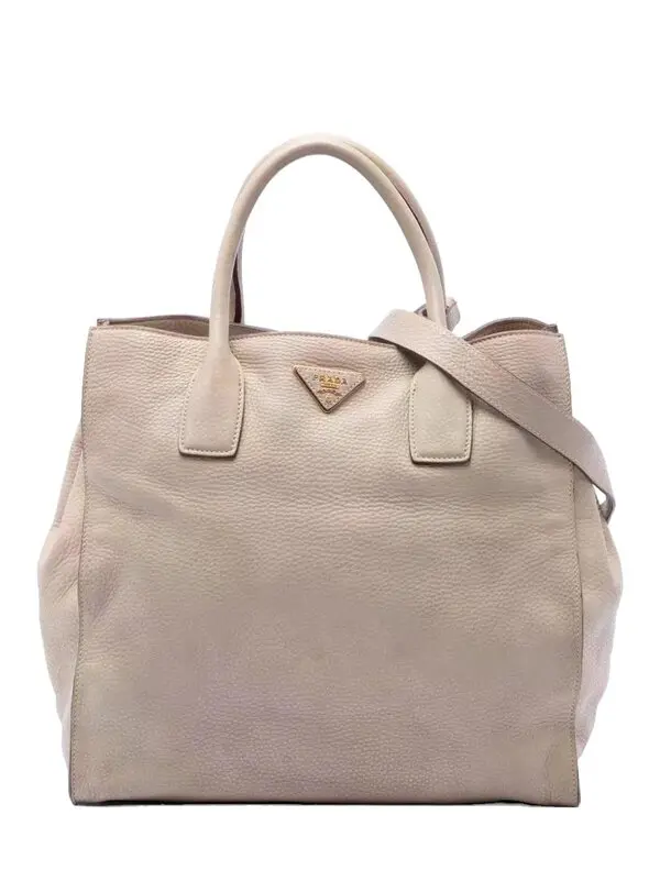Prada Vitello Daino Convertible Tote Satchel - Neutrals