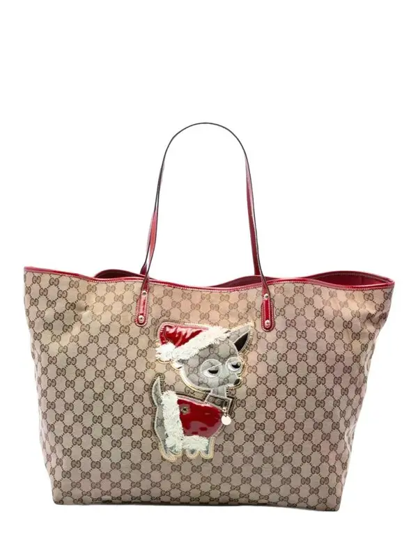 Gucci Gg Canvas Brando Oli Holiday Chihuahua Tote Bag - Neutrals