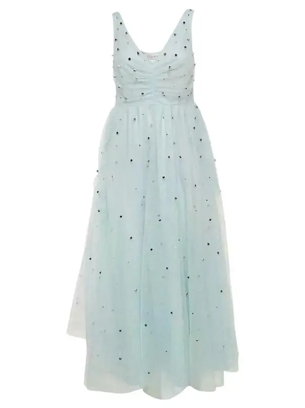 Red Valentino Embellished Tulle Midi Dress - Blue