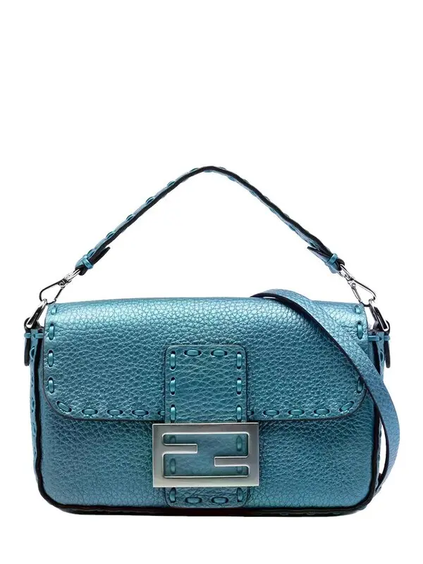 Fendi Selleria Baguette Satchel - Blue