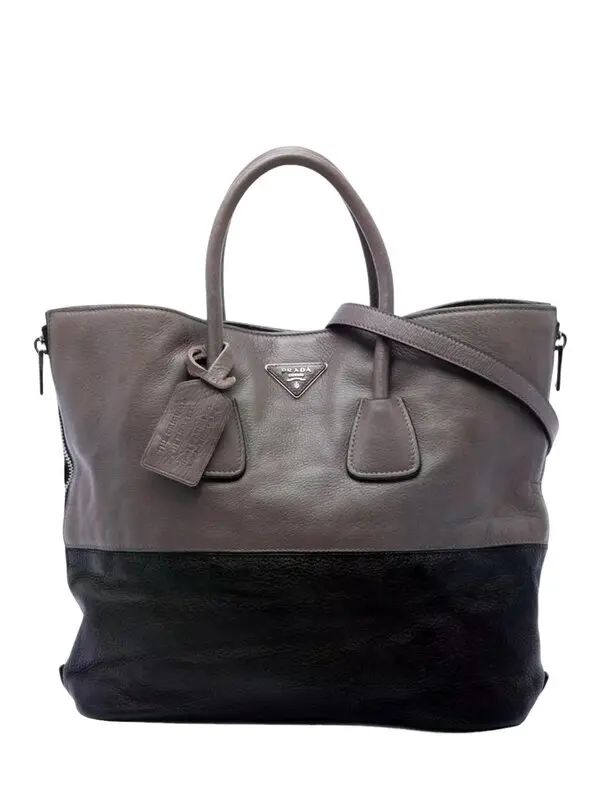 Prada Cervo Deerskin Convertible Tote Satchel - Grey