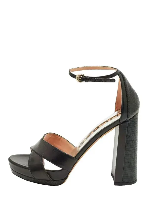 Rochas Lizard-embossed Ankle Strap Sandals - Black