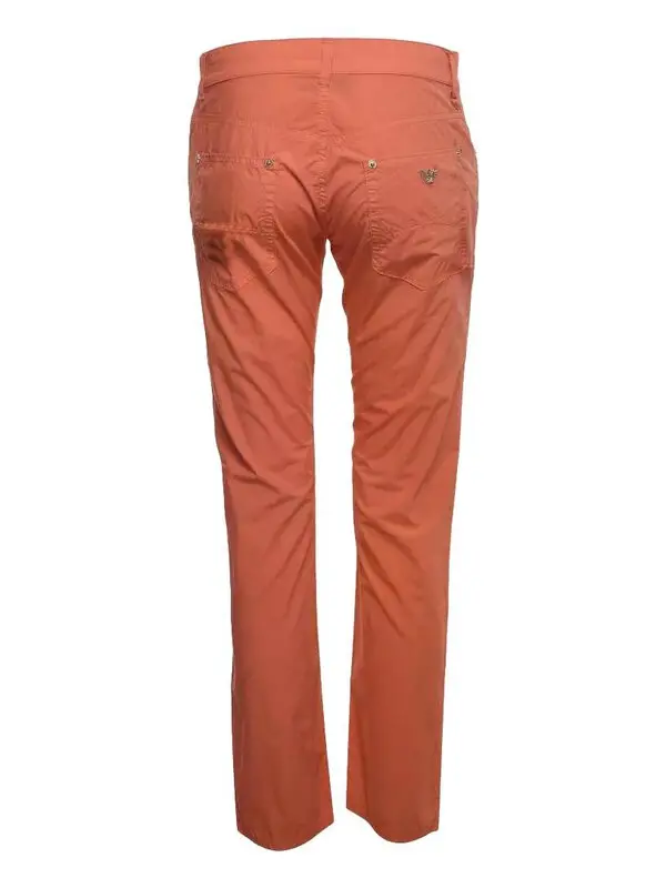 Emporio Armani Salmon Red Cotton Cropped Trousers - Orange