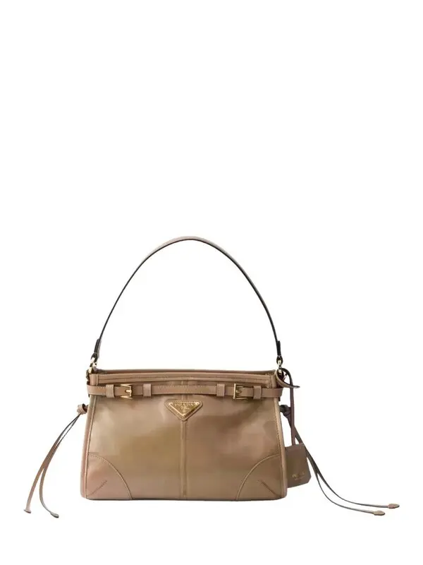 Prada Bonnie Small Leather Hobo Handbag - Neutrals