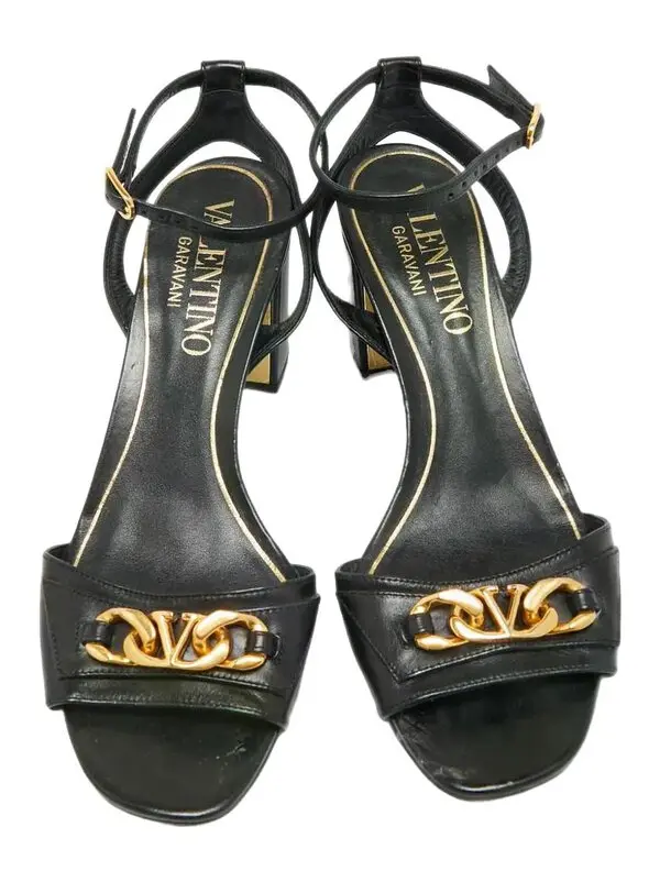 Valentino Garavani Vlogo Ankle Strap Sandals - Black